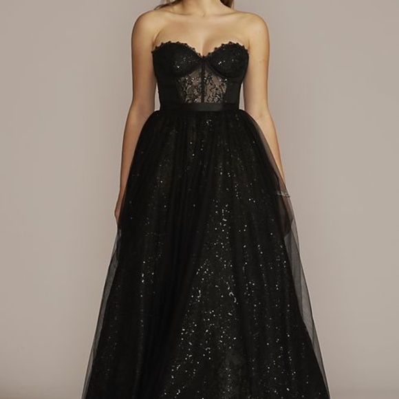 JULES AND CLEO strapless sparkle illusion corset | Dresses | Black ...